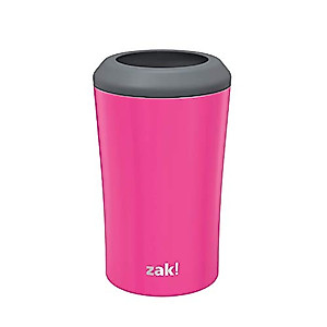 Zak Designs Durable 18/8 Stainless Steel with Vacuum Insulated Can and Bottle Cooler, Great for Cold Drinks Stay Cold in Pool and Party (12oz, Raspberry, BPA Free)