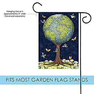 Toland Home Garden 119147 Earth Tree Earth Flag 12x18 Inch Double Sided Earth Garden Flag for Outdoor House Globe Flag Yard Decoration