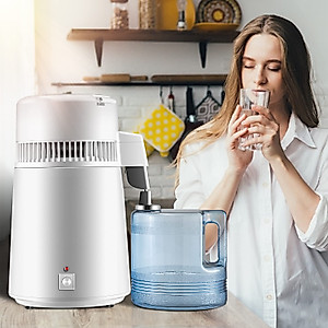 Mophorn Pure Water Distiller 750W, Purifier Filter Fully Upgraded with Handle 1.1 Gal /4L, BPA Free Container, Perfect for Home Use, White