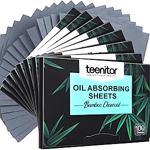 Teenitor Oil Blotting Sheets for Face,Oil Absorbing Facial Blotting Sheets For Oily Skin, 800 Count, Natural Bamboo Charcoal Face Blotting Paper, 3 7/8" and 2.75