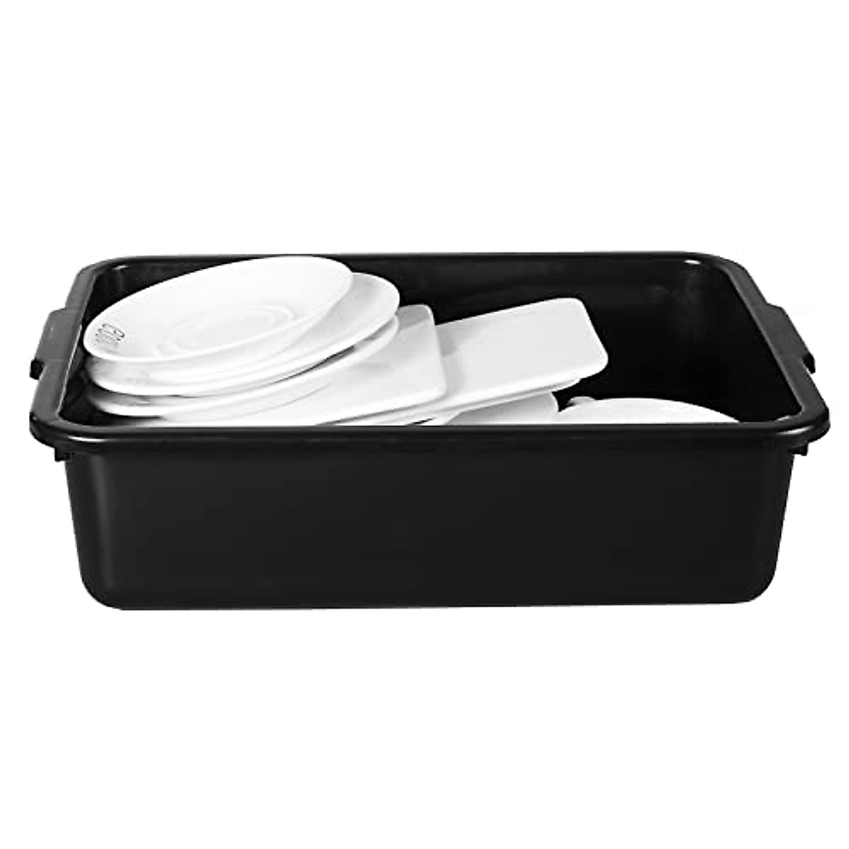4-Pack Commercial Bus Tubs 8 Litre, Black Plastic Bus Box/Tote, Bus Wash Dish Basin Pans