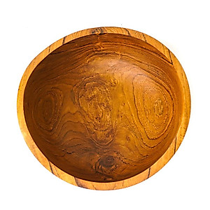 Rainforest Bowls Set of 2 Jumbo Concave Javanese Teak Wood Bowls- 8" Diameter- Perfect for Everyday Use, Hot & Cold Friendly, Ultra-Durable- Premium Custom Design Handcrafted by Indonesian Artisans