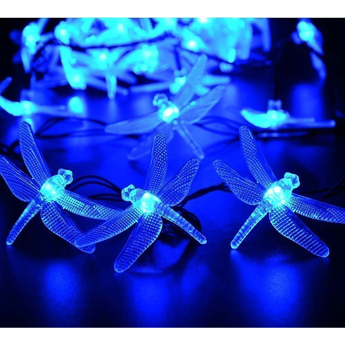 MUEQU Solar String Lights, Waterproof 20ft 30 LED Dragonfly Christmas Fairy Lights Garden Solar Lights,Decoration String Lights for Indoor, Garden, Home, Patio, Lawn, Party and Holiday (Blue)