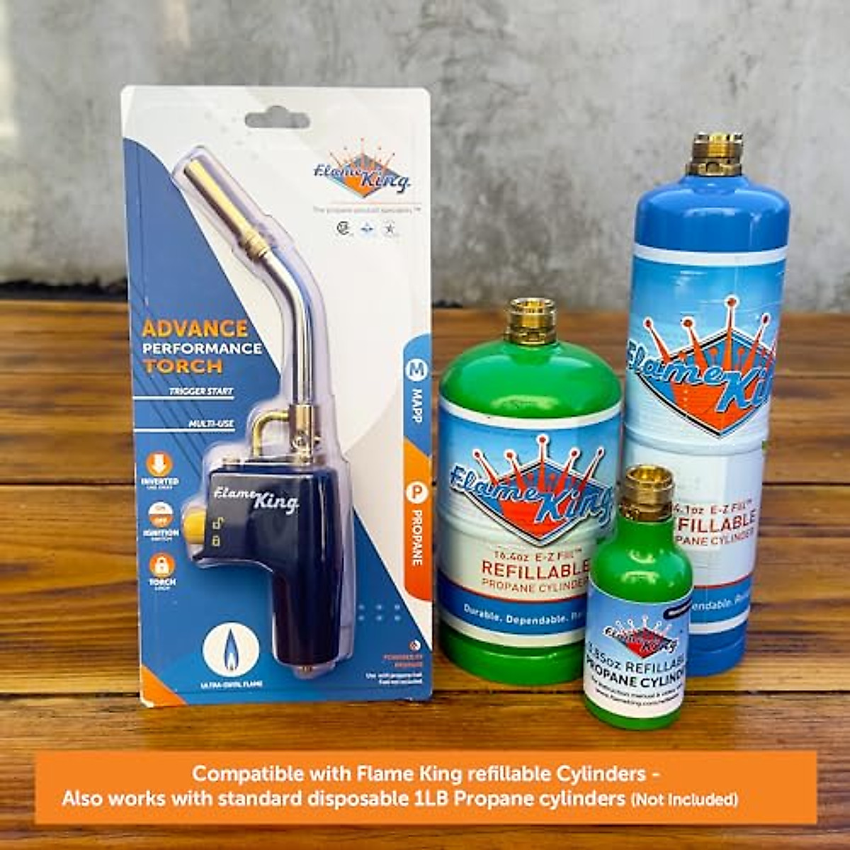 Flame King FK4500CGA High Intensity Propane Torch Head for Soldering, Brazing, Plumbing, Lighting Charcoal/Fire Pits, Compatible with 1LB Cylinders, MAPP, and MAP-PRO