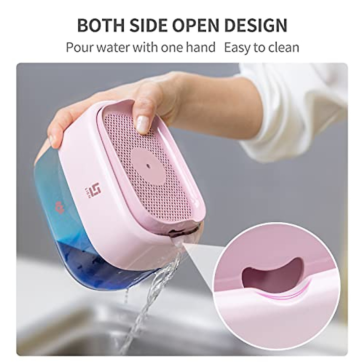 LIEN Dish Soap Dispenser Pump and Sponge Holder, 2 in 1 Dish Washing Soap Dispenser Caddy for Kitchen, 10.5 Ounces (Sakura Pink)