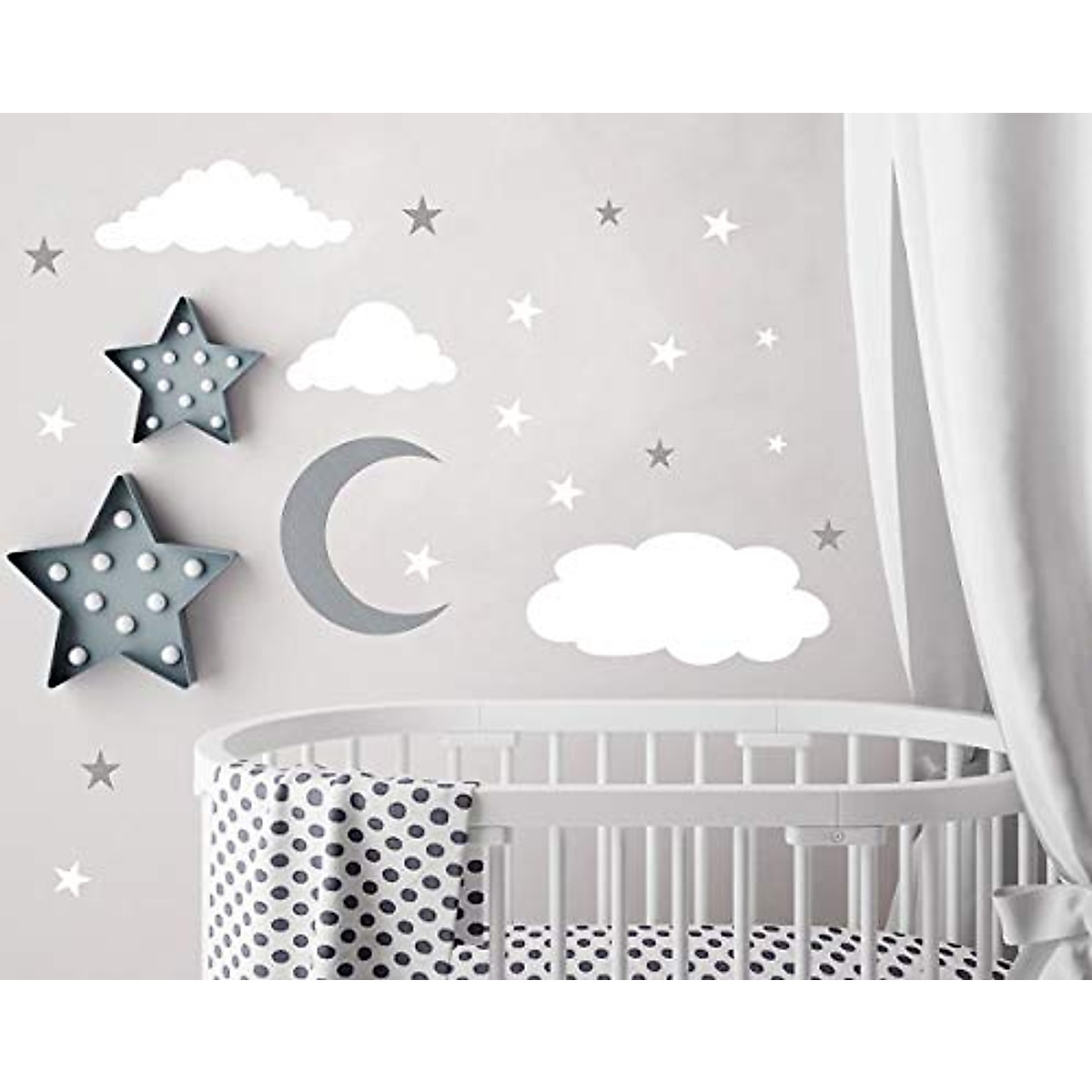 Clouds Wall Decals Moon and Stars Wall Decal Kids Wall Decals Wall Stickers Peel and Stick Removable Wall Stickers Kids Room Decoration Good Night Nursery Wall Decor