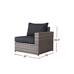 SunHaven Resin Wicker Outdoor Patio Furniture Set - 5 Piece Conversation Sectional Premium All Weather Gray Rattan Wicker, Aluminum Frame with Deluxe Fade Resistant Olefin Cushion (Kensington 5 Pcs)