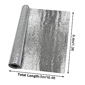 Kitchen Backsplash Stickers Self Adhesive Aluminum Foil Wallpaper, Oil Proof Heat Resistant Kitchen Wall Stickers for Cabinet Countertops Drawer Liner Shelves (15.7Inch x 16.4Ft)