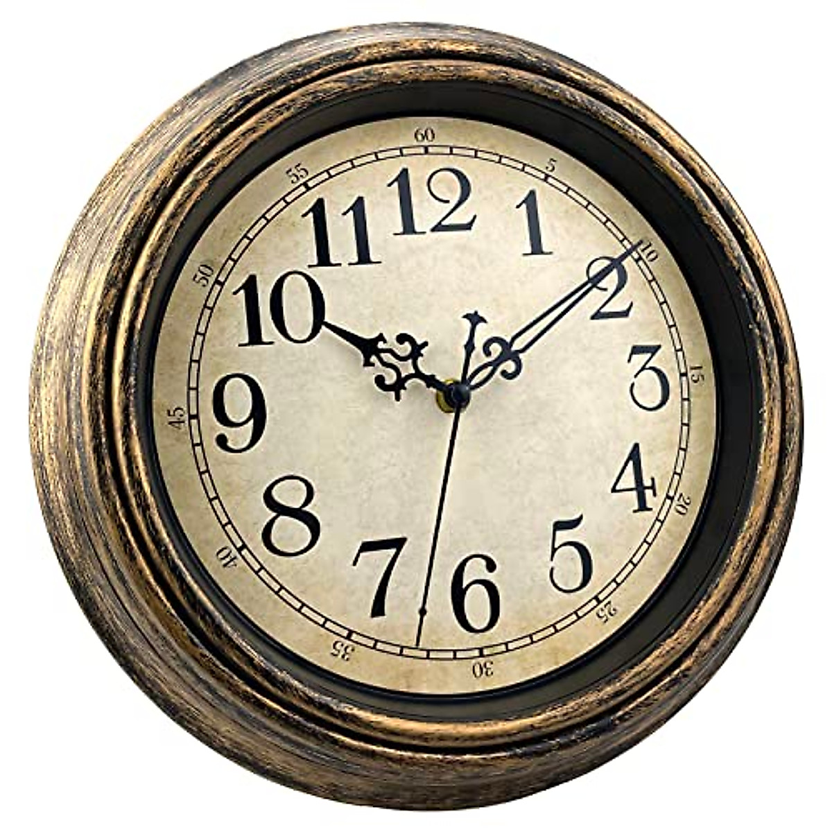 Plumeet Retro Wall Clock, 12'' Non Ticking Classic Silent Vintage Wall Clocks Decorative Kitchen Living Room Bedroom - Battery Operated