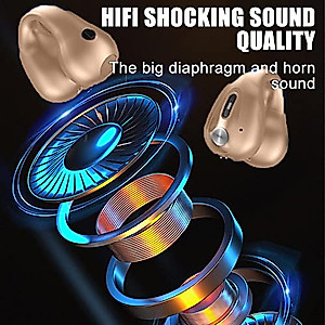 BODBX Wireless in Ear Earbuds,Bluetooth Ear Clip Bone Conduction Headphones,Open Ear Headphones Bluetooth 5.3,Waterproof Mini Sport Running Earring Earphone (Khaki)