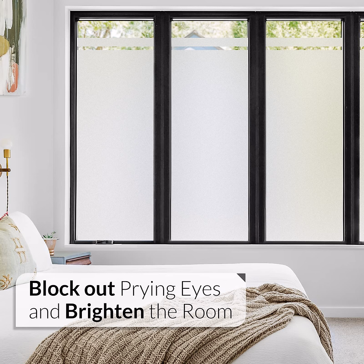 Haton Window Privacy Film, Frosted Glass Window Film, Bathroom Opaque Window Coverings, Decorative Static Cling Removable Window Sticker for Home Office, Non Adhesive, 17.5 x 78.7 Inches