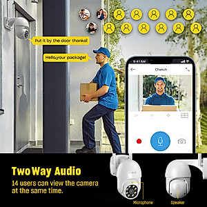 64GB Class 10 Micro SDXC 2K Security Cameras Outdoor - 3MP Color Night Vision Wireless WiFi Home Video Surveillance Pan & Tilt 360°