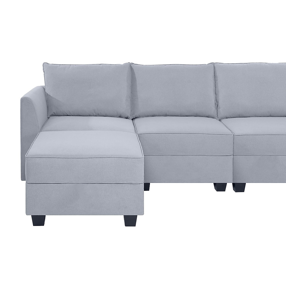 Naomi Home Elizabeth Convertible U Shaped Modular Sofa Sectional Modular Couch with Chaise Oversized Sofa Sleeper Couch for Large Living Room - 7-Seater L Shaped sectional Sofa - Gray