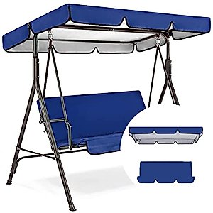 BTURYT Replacement Canopy Top Cover for Garden Swing Seats 3 Seater,Patio Swing Canopy Cover Set,Universal Swing Canopy Cover and Swing Cushion Cover-(top Cover + Chair Cover)