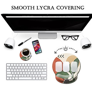 HOPONY Ergonomic Mouse Pad with Wrist Support Gel Mouse Pad with Wrist Rest, Comfortable Computer Mouse Pad for Laptop, Pain Relief Mousepad with Non-Slip Rubber Base, 9 x 10 in,Modern Abstract
