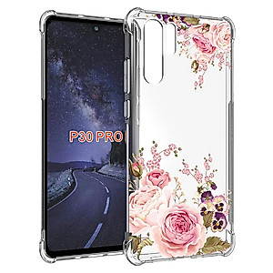 Yerebel Case for Huawei P30 Pro VOG-L29 VOG-L04 Cute Case, Clear Flexible Bumper TPU Soft Rubber Silicone Cover Phone Case for Huawei P30 Pro (roseflower)
