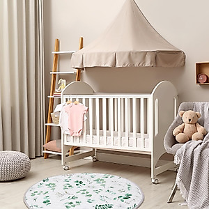 Wesiti Baby Play Mat Non Slip 40 x 40'' Large Baby Activity Mat Round Tummy Time Washable Foldable Floor Pads for Infant Nursery Room Indoor Outdoor(Eucalyptus Leaf)