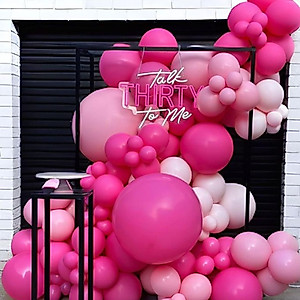 Awenztech 120pcs 5 inch Hot Pink Balloons, small Hot Pink Latex Balloons for Wedding Engagement Bridal Bachelorette Tropical Birthday Party Decorations