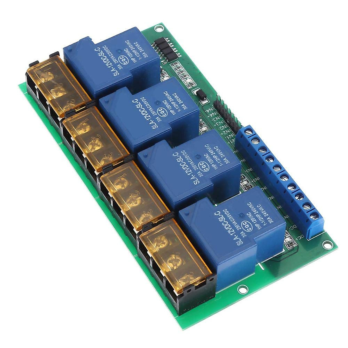 YYG-4 Four Way Relay Module, 30A Control Panel Optocoupler Isolation High Power AC 250V/30A, Less Than DC 30V/30A(12VDC)