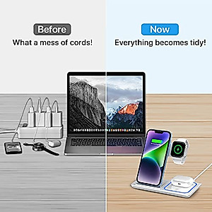 Wireless Charger, 3 in 1 Wireless Charging Station for Apple iPhone/iWatch/Airpods,iPhone 15,14,13,12,11 Series/Pro/Pro Max/XS Max/XR/XS/X/8/Plus,iWatch 7/6/SE/5/4/3/2,AirPods 3/2/pro（White）