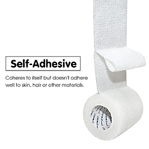 COMOmed Self Stick Cohesive Bandage Latex 1"x5 Yards First Aid Bandages Stretch Sport Wrap Vet Tape for Wrist Ankle Sprain and Swelling,White