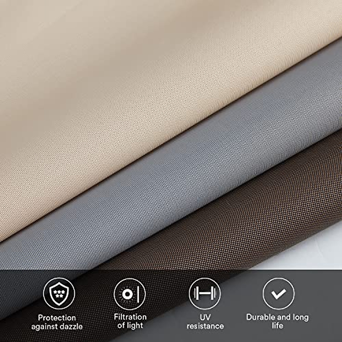 VICLLAX Premium Outdoor Roller Shade PVC Fabric Exterior Roller Shade Crank Operated with Aluminum Protective Valance for Porch Patio Pergola, 8 feet x 8 feet, Light Grey