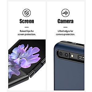 GOOSPERY for Galaxy Z Flip Case (2020) with Hinge Coverage, Luxury 360 Protection TPU Bumper Soft Feeling Hard PC Back Dual Layer Cover - Navy Blue