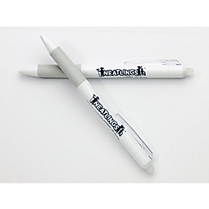 NEATLINGS Erasable Clicker Pen White Barrel, Grey Trim, Black Ink, Set of 2