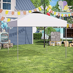 PHI VILLA Pop-up Canopy 10x10 Patio Tent Instant Gazebo Canopy with Wheeled Bag, Portable Lightweight Folding w/Adjustable Height,White
