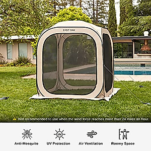 EAST OAK Screen House Tent Pop-Up, Portable Screen Room Canopy Instant Screen Tent 6 x 6 FT with Carry Bag for Patio, Backyard, Deck & Outdoor Activities, Beige