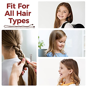 300 Pcs Bobby Pins Brown, EWAGOA Brown Hair Pins for Women Girls and Kids, Invisible curled Hair clips with Storage box, Pain-Free Hairpins（2 Inch Brown）