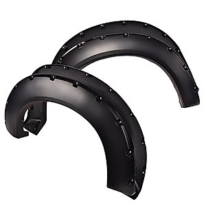 G-PLUS Fender Flares,Compatible With 2011-2016 Ford F250 F350 Superduty Styleside Models Only w/ 81.8" / 98.0" bed length (NOT Fit Dually & Flareside Models),Pocket Rivet Smooth Matte Wheel Cover 4pcs