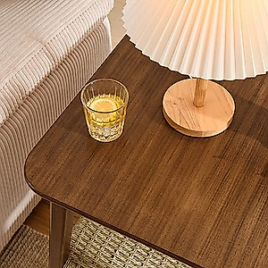 Oriental eLife Mid-Century Side Table with Woven Shelf,Boho End Table with Storage,Small Side Table for Living Room,Couch,Bedroom,Patio,Home Office (23")