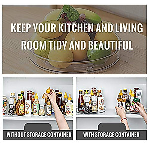 by Unbranded Lazy Susan Rotating Turntable Storage Container- for Cabinets, Pantry, Fridge, Countertops, Clear Plastic Food Storage Spinning Organizer (11)