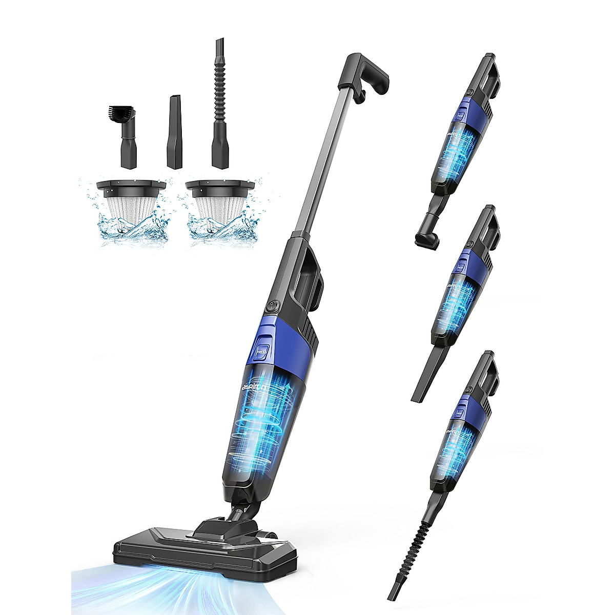 Small Vacuum Cleaner, Aspiron Stick Vacuum Cleaner with 20kPa Powerful Suction & 0.88QT Dust Cup and 16ft Power Cord, 5-in-1 Handheld Lightweight Bagless Vacuum Cleaner Carpet and Floor for Pet