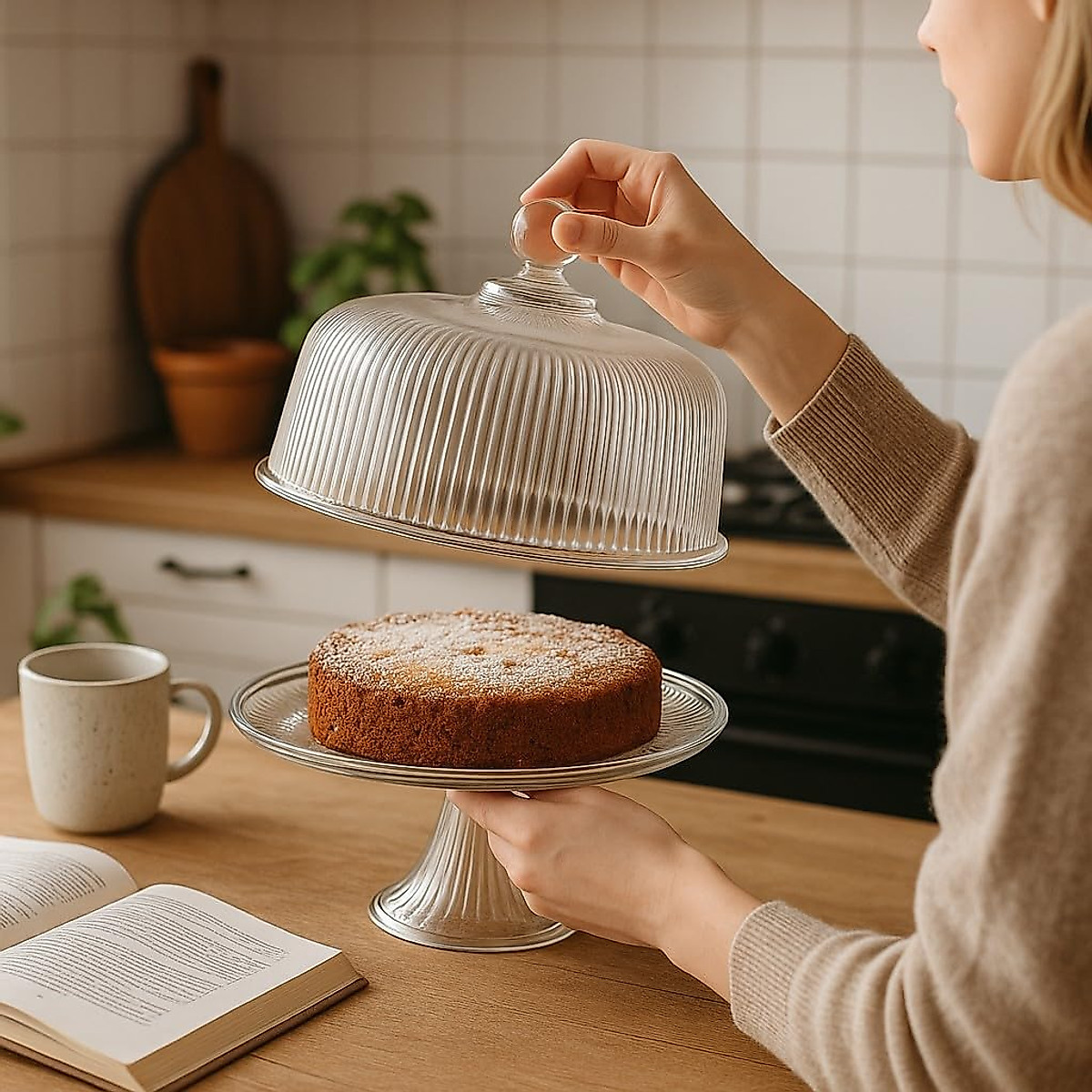 Anchor Hocking Monaco Cake Set, STD, Crystal