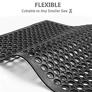 ROVSUN Rubber Floor Mat with Holes, 24''x 36'' Anti-Fatigue/Non-Slip Drainage Mat, for Industrial Kitchen Restaurant Bar Bathroom, Indoor/Outdoor Cushion