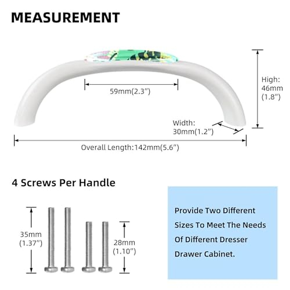 Pull Handle Fence Handle Long Cabinet Handles for Interior, Closet, Drawer, Outdoor, Garage, Colorful Tropical Design
