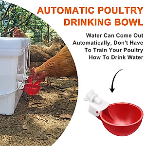 ZenxyHoC DIY Chicken Waterer Cups, 5 Pack Automatic Chicken Water Feeder Kit with 1/8'' MPT Hole Saw for Buckets Boxes Troughs, Poultry Waterer for Chicks Duck Goose Turkey or Bunny