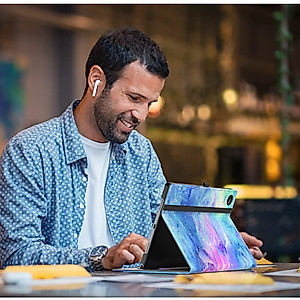 TiMOVO Case for Galaxy Tab A8 10.5 inch 2022 SM-X200/SM-X205, Multiple Viewing Angles Folding Stand Case with Document Card Slots and Hand Hold Strap Fit Samsung Tab A8 Case, Dreamy Nebula