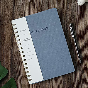 Oneirom Spiral Notebook-6.10" x 8.19" College Ruled Journal with Inner Pockets and 160 Pages,PU Leather Cover Business Journal, Twin-Wire Binding Notebook Perfect for Office & Home School Supplies