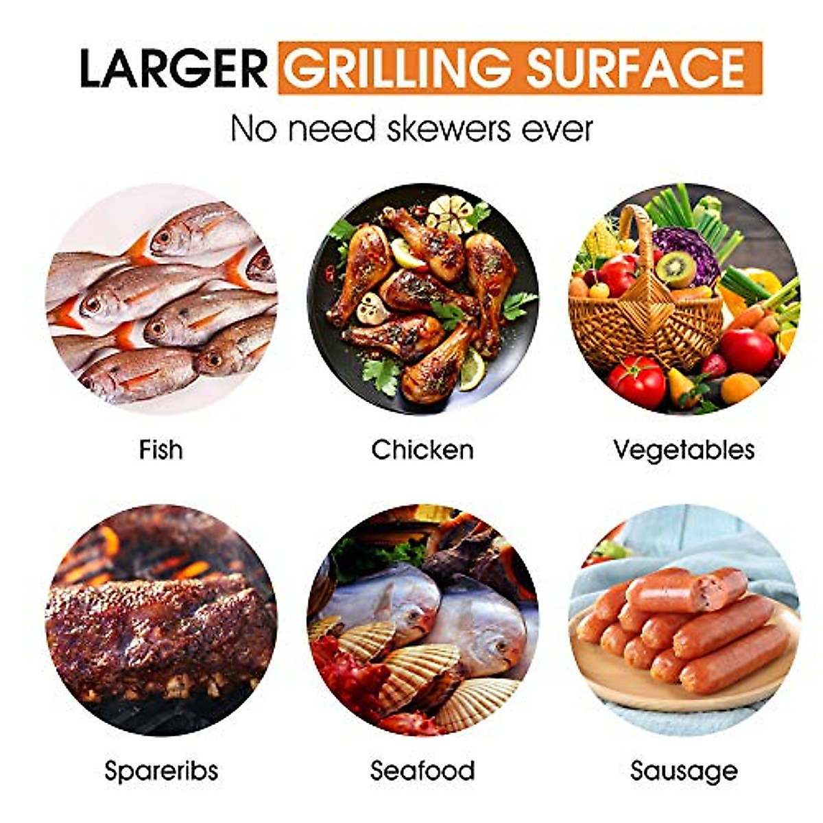 Green Science Portable Grill Basket - Food Grade 304 Stainless Steel BBQ Barbecue Tool with Handle for Outdoor - Steak, Meat, Fish, Shrimp, Pork, Vegetables Grilling Basket