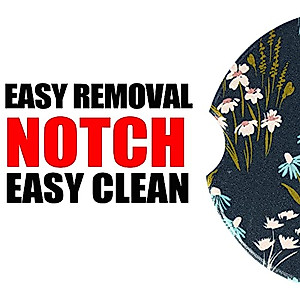 Yeeper 2.56" Ceramic Car Coasters for Cup Holder - Set of 2 Pack, Ceramic Stone Easy Removal of Auto Cup Holder Coaster for Women, Blue Flower Floral Car Decor Accessories