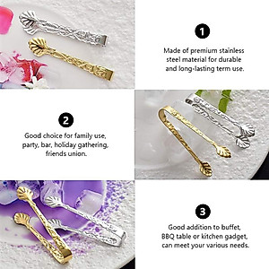Silver Mini Serving Tongs, Vintage Rose Relief Handle Ice Cube Clips Sugar Tongs, Stainless Steel Sugar Cube Tongs, for Tea Coffee Appetizers Desserts, Sugar Tongs, Tongs