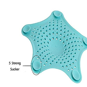 Kitchen Drain Hair Catcher Bath Stopper Sink Bathroom Protector Silicone Cover Basin Strainer Filter Shower Trap (Blue)
