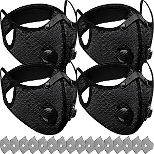 Threlaco 4 Pcs Dust Mask Breathable Reusable Respirator Mask with Filters Adjustable Anti Dust Face Cover with 16 Activated Carbon Filters Concrete Dust Mask for Woodworking Construction