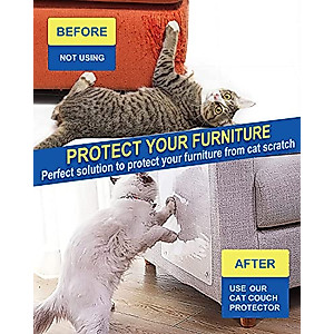 12 PCS Cat Scratch Furniture Protector for Leather, Cat Furniture Protector, Furniture Protectors from Cats, Cat Scratching Deterrent, Couch Guards for Cats, Strong Adhesion, No Residue