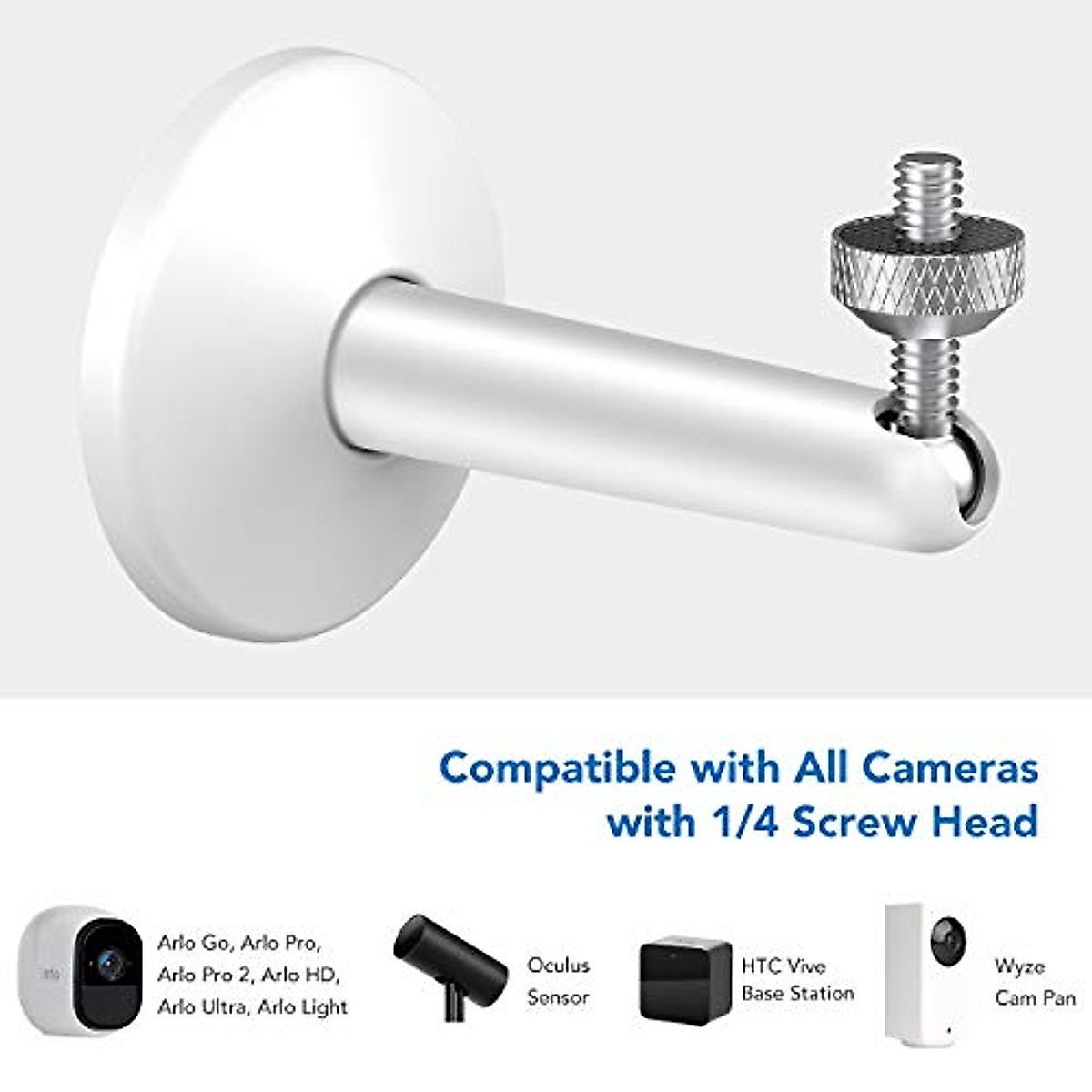 [3 Pack] KIWISMART Wall Mount Compatible with Ring Stick up Cam Wired/Battery and Ring Indoor Cam HD Securit Camera Metal Mount with 360 Degree Adjusable Mount (White)