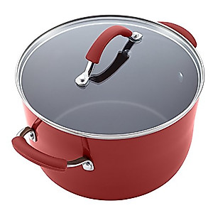 Rachael Ray Cucina Nonstick Cookware Pots and Pans Set, 12 Piece, Cranberry Red