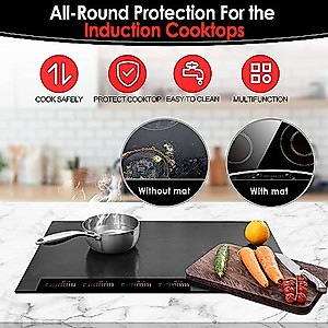 KITCHENRAKU KR Large Induction Cooktop Protector Mat, (Magnetic) Food Grade Electric Stove Burner Covers Anti-Strike&Anti-Scratch as Glass Top Stove Cover
